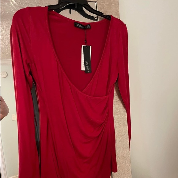 Tops | Lowcut Red Top | Poshmark